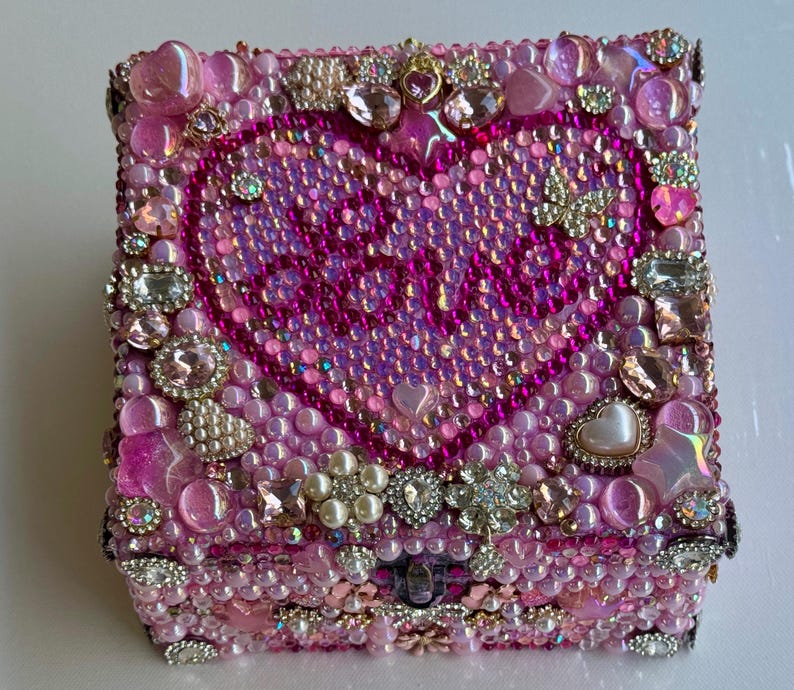 Custom Bejeweled Keepsake Box: Rhinestone Mosaic, Personalized Name - Etsy
