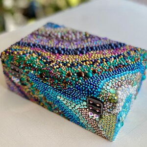 Mermaid's Sands Mosaic Lock Box / Large Solid Wood Box With Lock Key ...