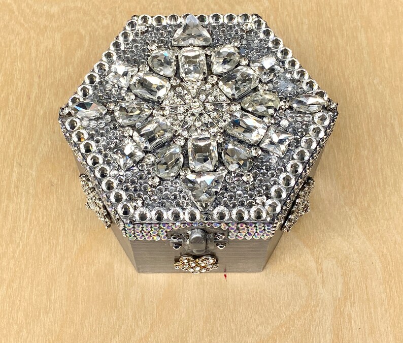 Beautiful Bejeweled Jewelry Box /elegant Silver and Clear - Etsy
