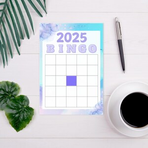 2025 Printable Watercolor Vision Board Bingo Card Template, New Year ...