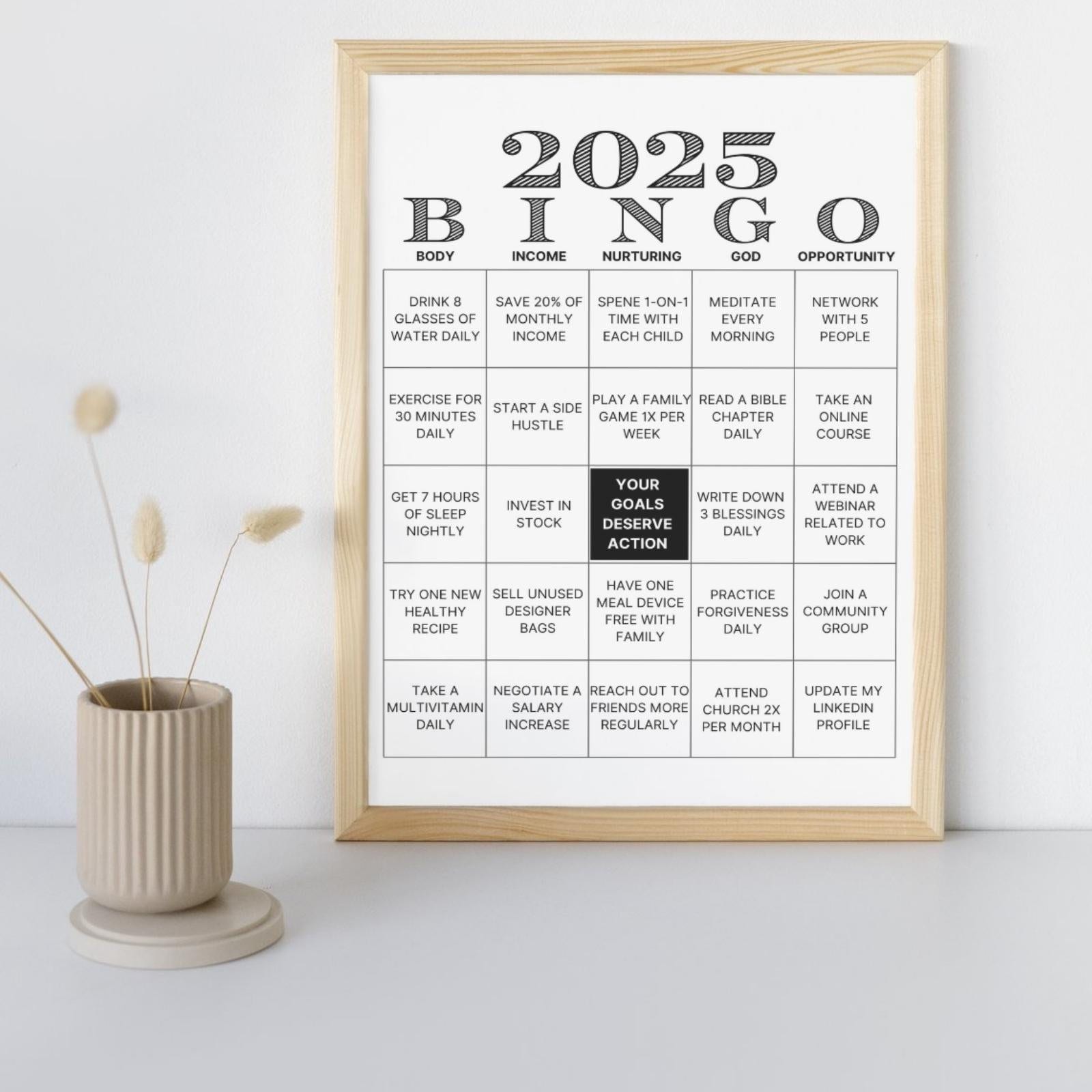2025 Printable Vision Board Bingo Card, New Year Bingo, 2025 New Year ...