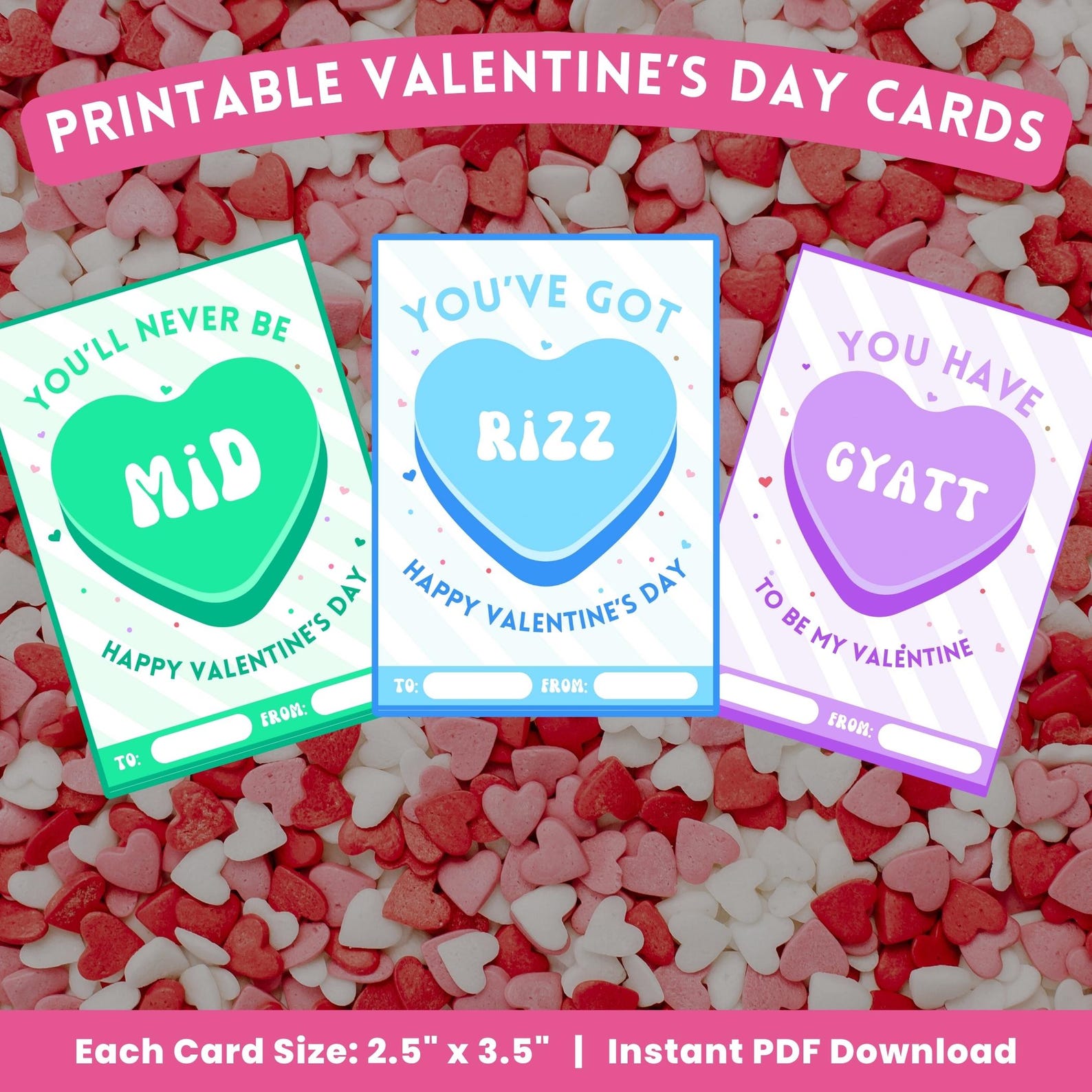 Slang Valentine's Day Cards for Kids, Gen Z Alpha Teen Tween Printable ...