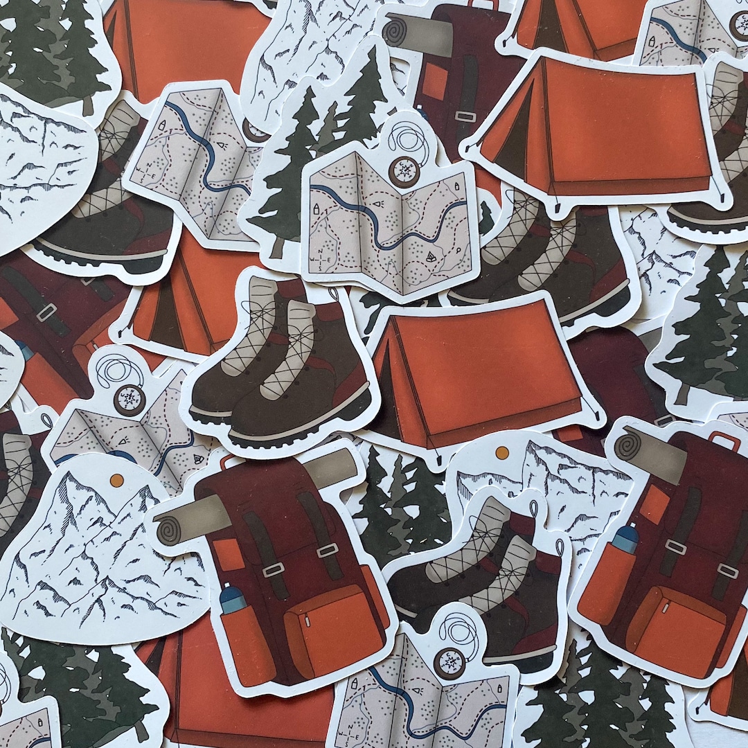 Hiking Sticker Set of 6 - Etsy
