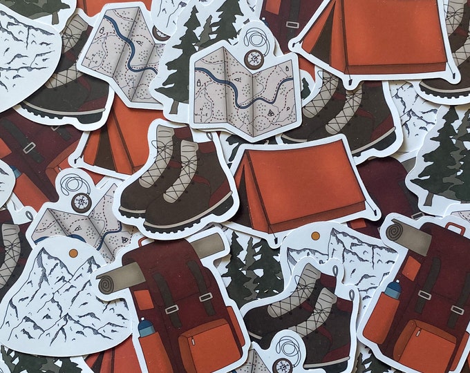 Hiking Sticker Set of 6 - Etsy
