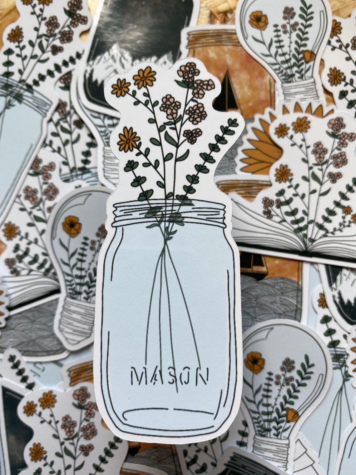 Flowers and Mason Jars Sticker Set of 6 | Etsy Canada