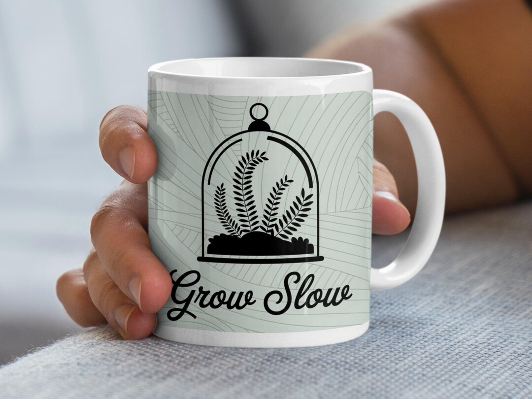 Grow Slow Mug: Houseplant Terrarium Design - Botanical Coffee Cup - Etsy