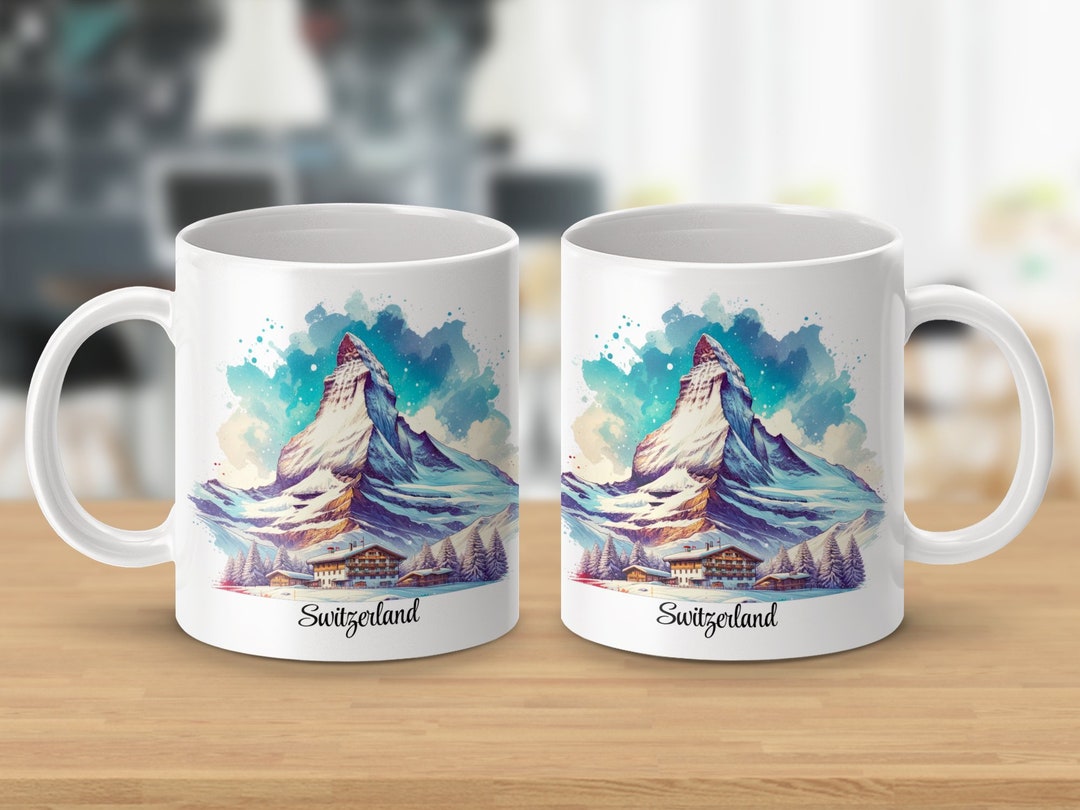 Switzerland Matterhorn Mountain Scene Mug, Scenic Mountain Design Mug ...