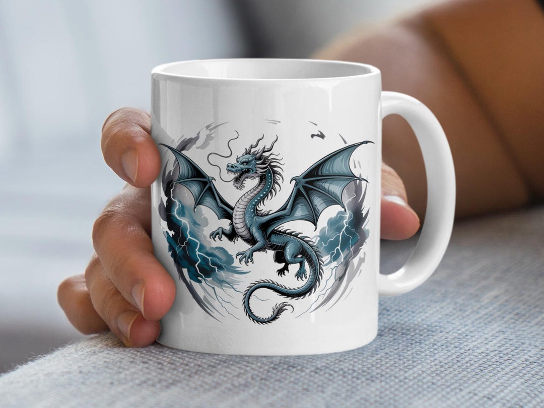 Blue Dragon Coffee Mug, Fantasy Art, Mythical Creature - Etsy UK