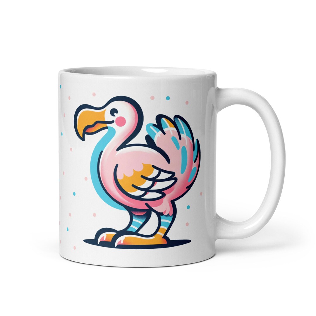 Cute Pink Dodo Bird Mug, Cartoon Bird Coffee Cup, Fun Animal Lover Gift ...