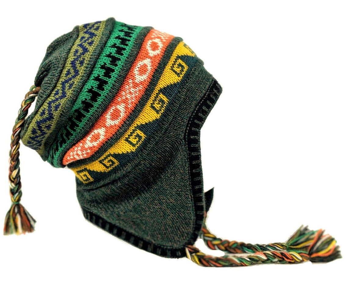 Unisex Peruvian Alpaca Hat With Earflaps 100% Lining , Soft Fleece ...
