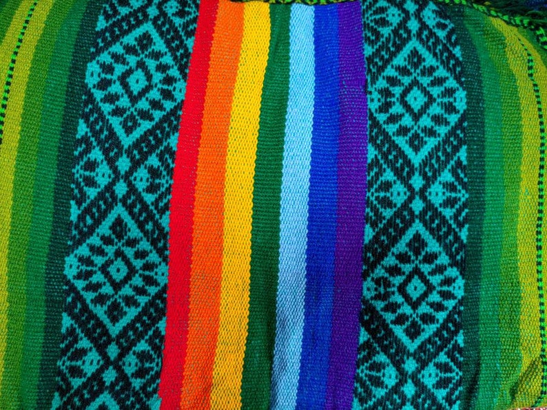 Red and Rainbow Stripes Peruvian Poncho Rustic Poncho - Etsy