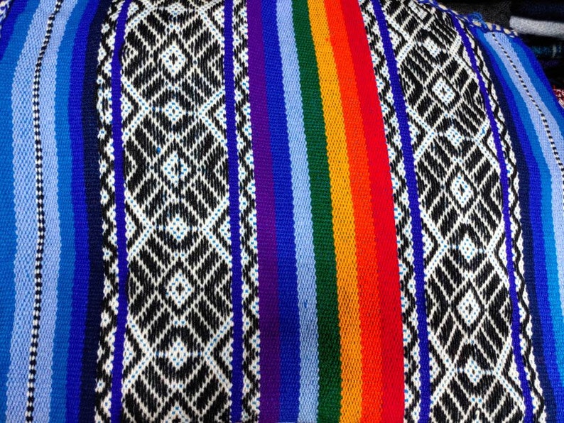Red and Rainbow Stripes Peruvian Poncho Rustic Poncho - Etsy