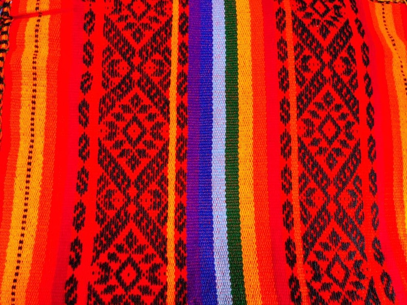 Red and Rainbow Stripes Peruvian Poncho Rustic Poncho - Etsy
