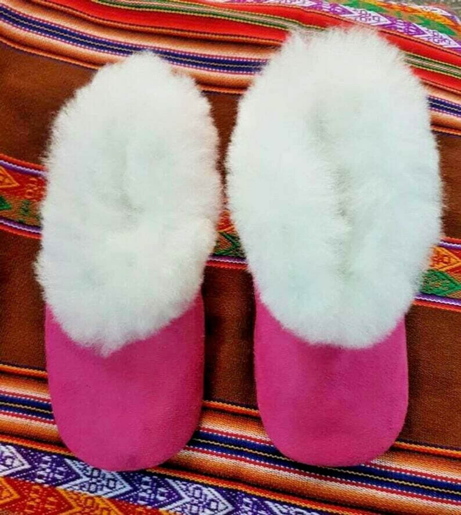 Womens Alpaca Pink Slippers All Sizes Available | Etsy