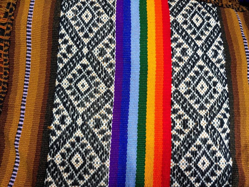 Red and Rainbow Stripes Peruvian Poncho Rustic Poncho - Etsy