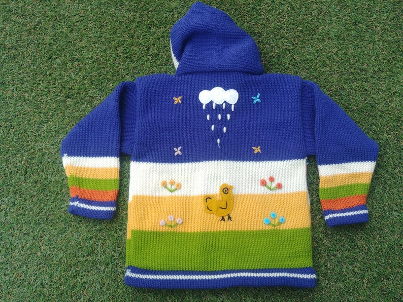 Peruvian Kids Wool Sweater Cardigan With Embroidered Details - Etsy