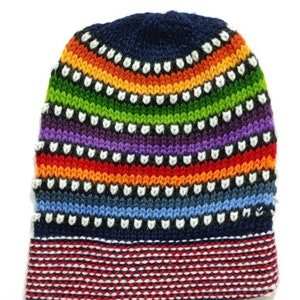 Unisex Multicolor Hand Knit Alpaca Beanie Hat Cap - Etsy