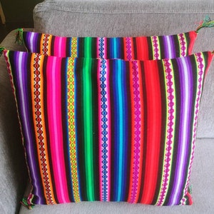 Peruvian Ethnic Pillow Cover, Colorful Peruvian Fabric, Bright Colors ...