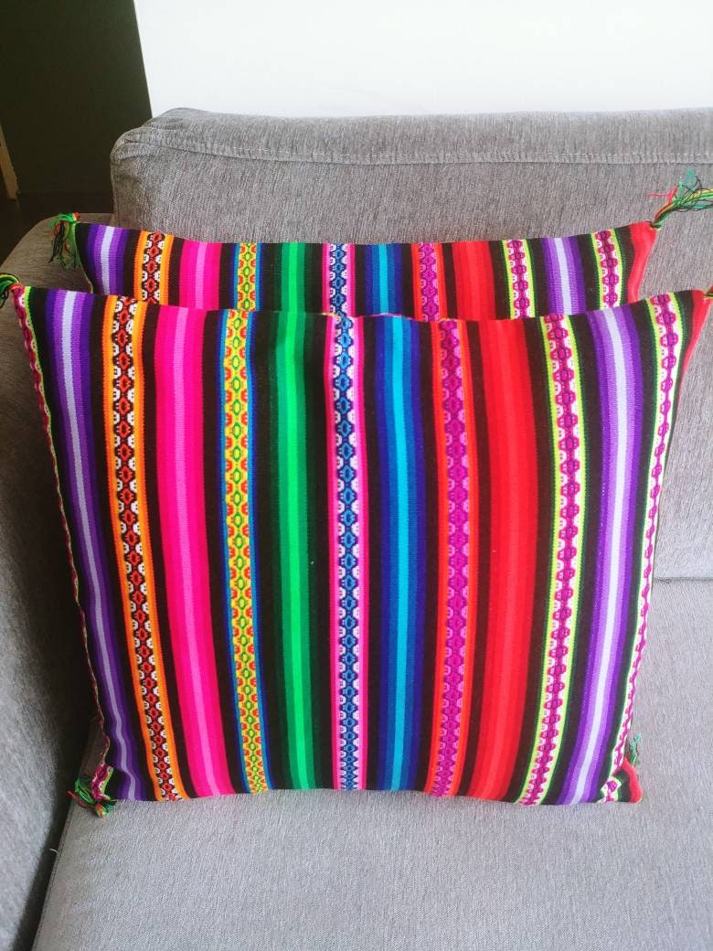 Peruvian Ethnic Pillow Cover, Colorful Peruvian Fabric, Bright Colors ...