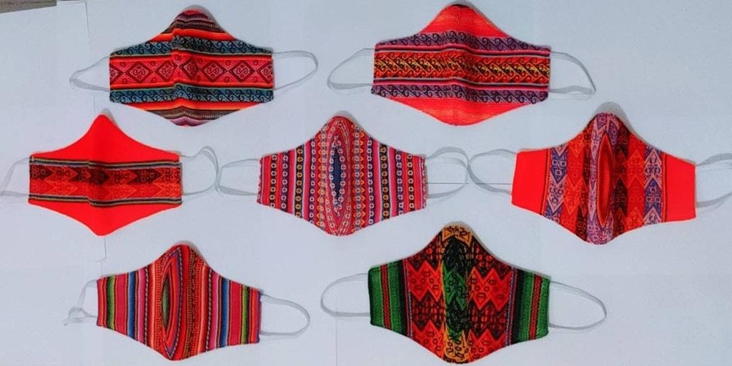 Peruvian Colorful Fabric Face Mask With Triple Layer Vibrant | Etsy
