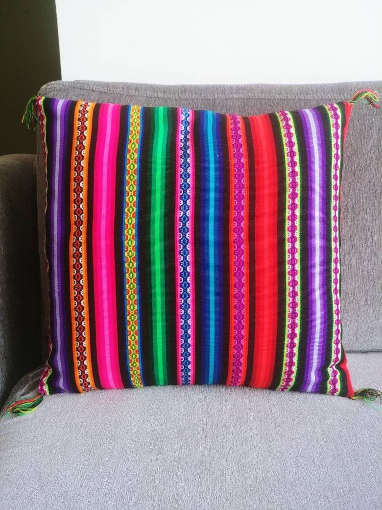 Peruvian Ethnic Pillow Cover, Colorful Peruvian Fabric, Bright Colors ...