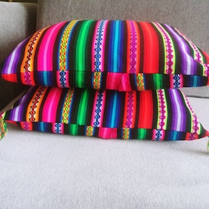 Peruvian Ethnic Pillow Cover, Colorful Peruvian Fabric, Bright Colors ...