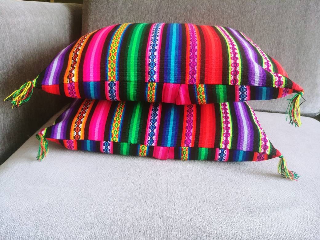 Peruvian Ethnic Pillow Cover, Colorful Peruvian Fabric, Bright Colors ...