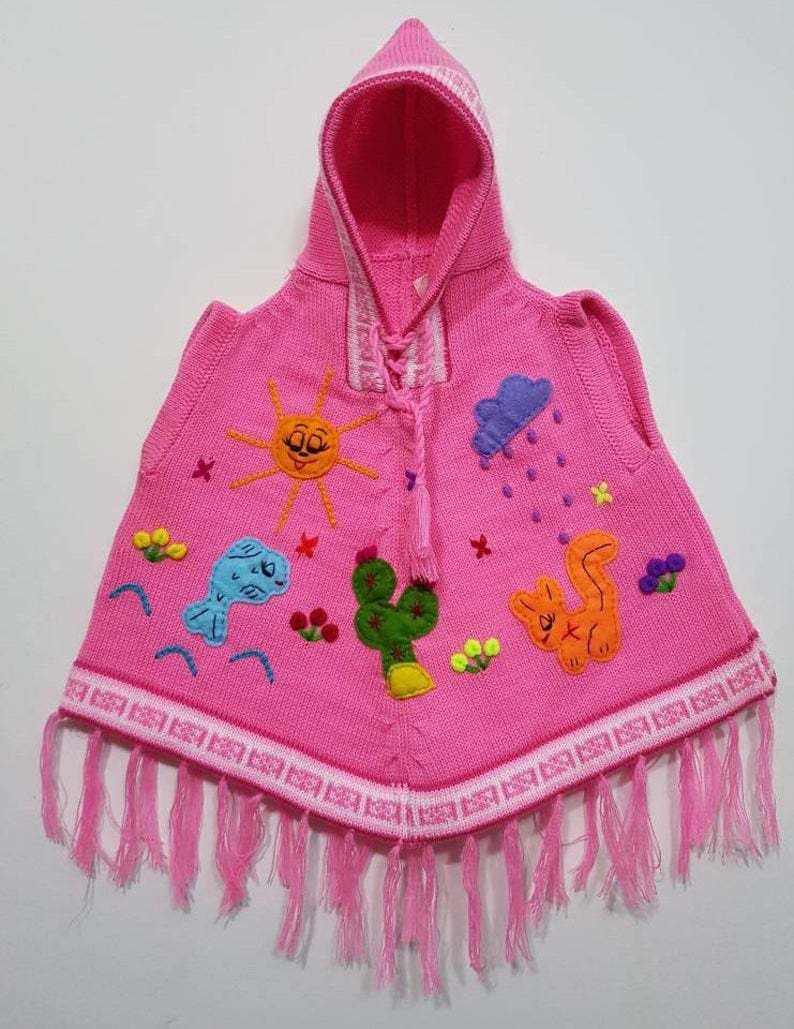 Peruvian Kids Wool Poncho With Embroidered Details Pick Your - Etsy
