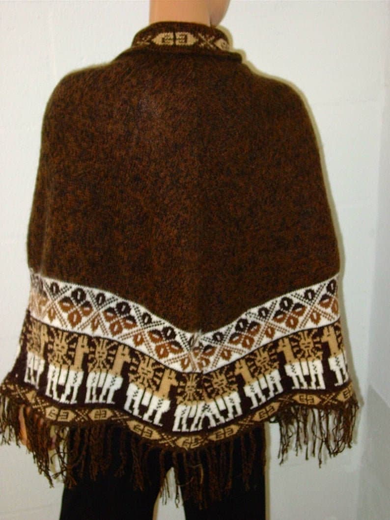 Brown alpaca poncho one size very soft peruvian poncho . | Etsy