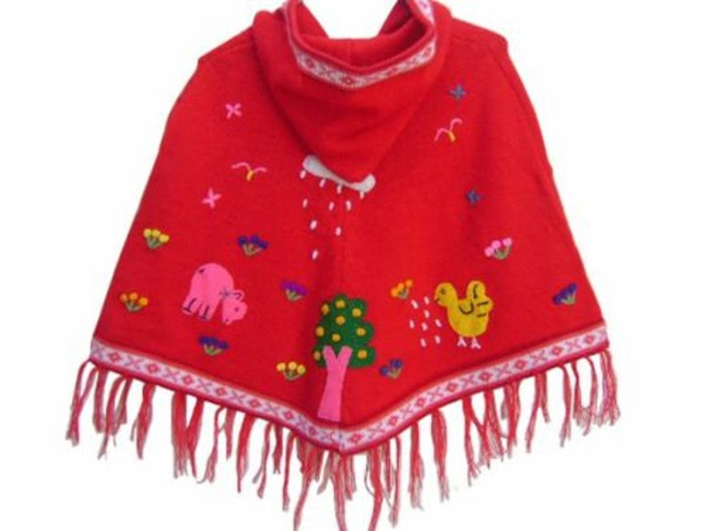 Peruvian Kids Wool Poncho With Embroidered Details Pick Your - Etsy