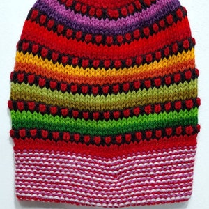 Unisex Multicolor Hand Knit Alpaca Beanie Hat Cap - Etsy