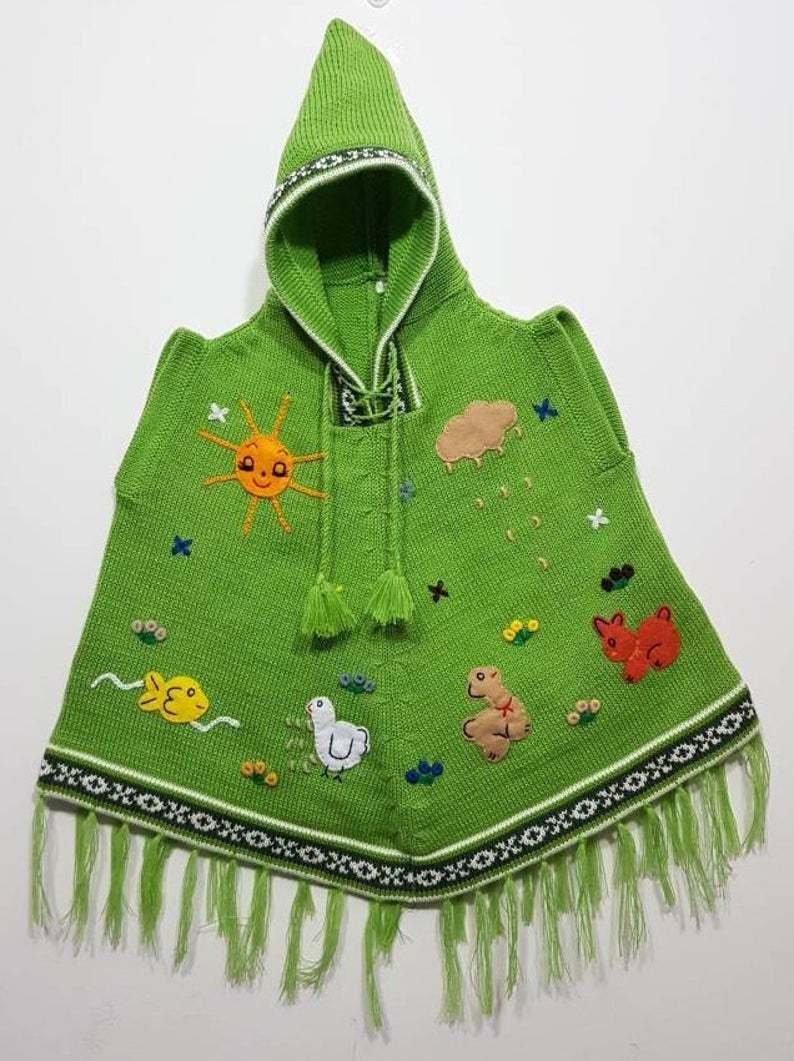Peruvian Kids Wool Poncho With Embroidered Details Pick Your - Etsy