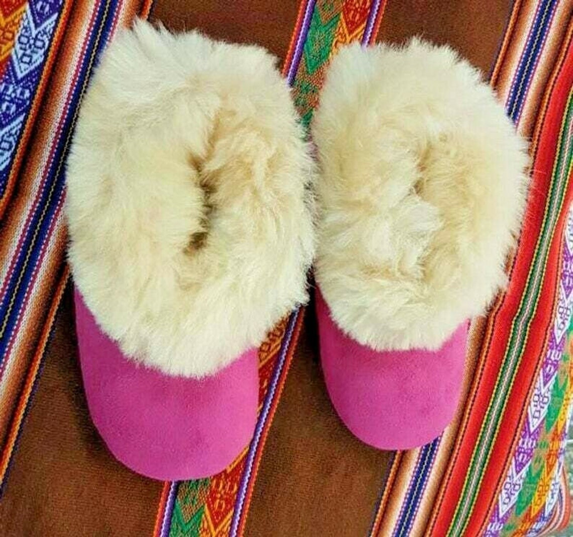 Womens Alpaca Pink Slippers All Sizes Available | Etsy