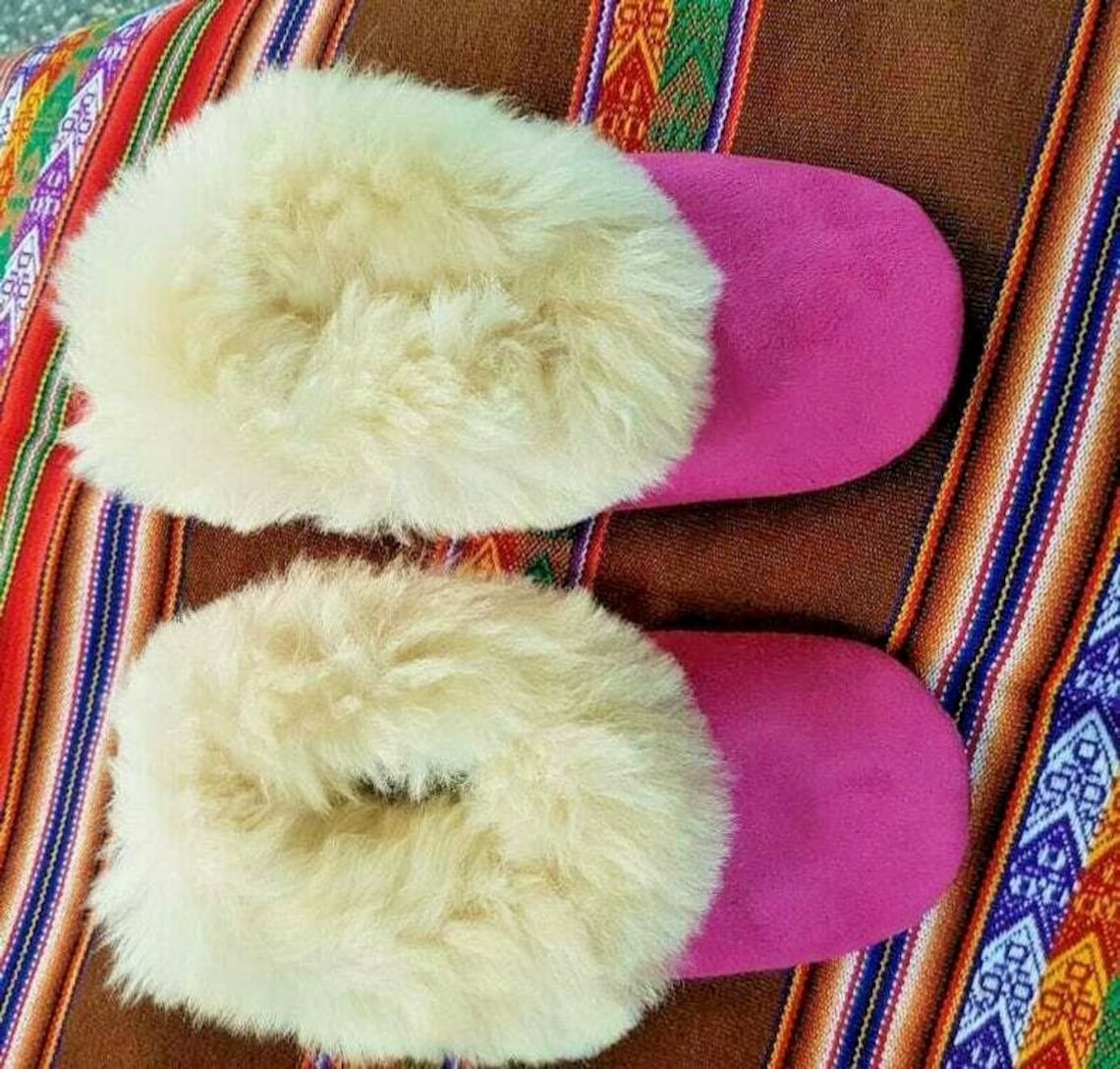 Womens Alpaca Pink Slippers All Sizes Available | Etsy