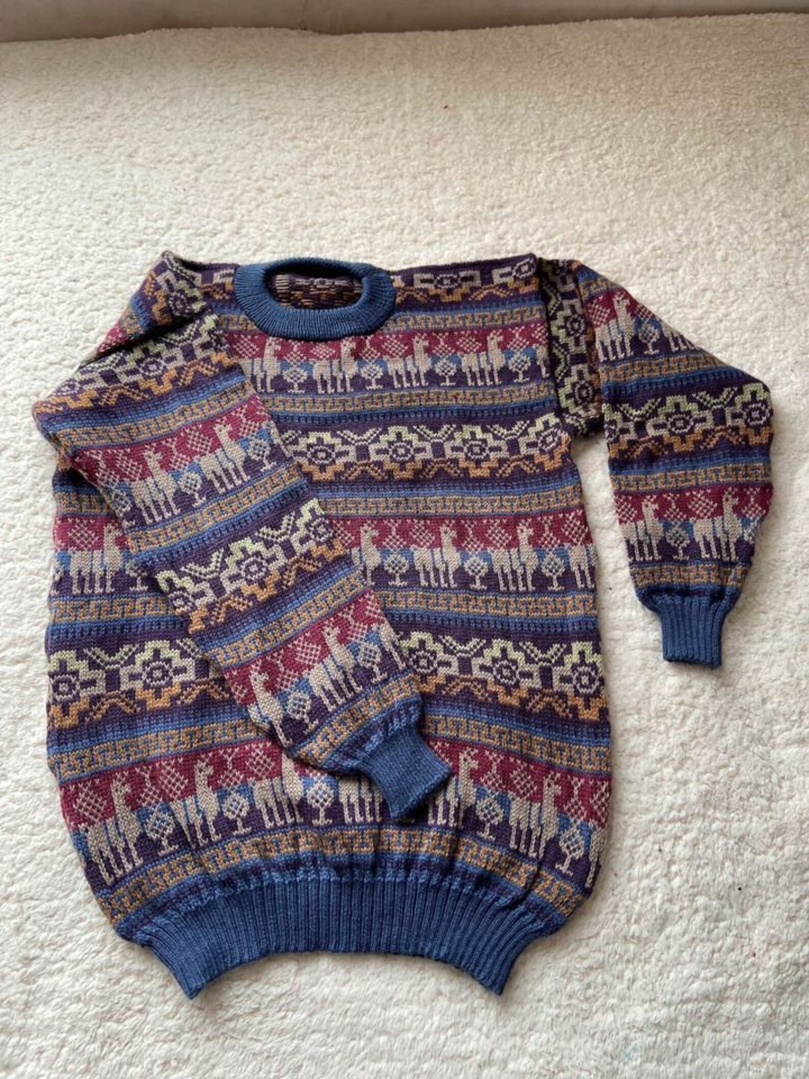 Alpaca Sweaterllama Desing, Unisex Alpaca Sweater Cardigan, Peruvian ...