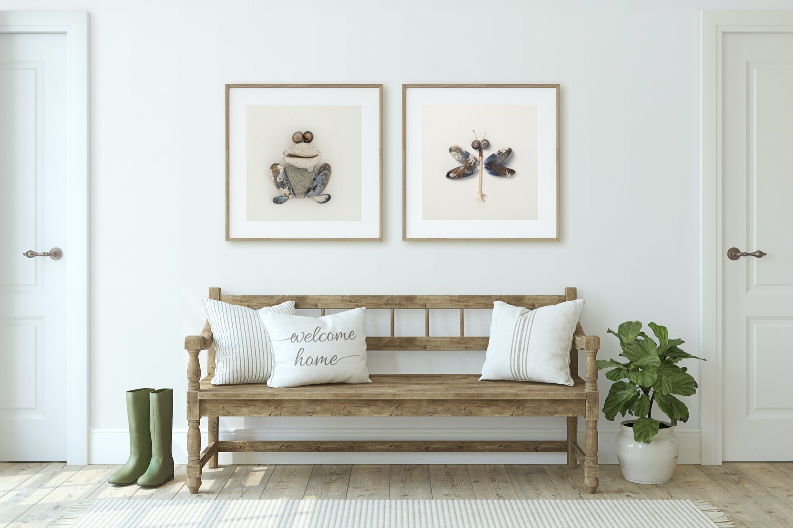 SET of 2: Shell Art Bathroom Wall Art Bathroom Picture | Etsy