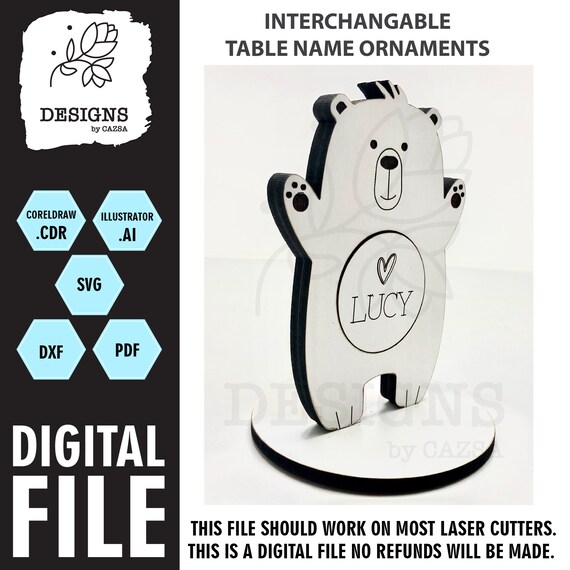 Laser Cut Files Glowforge Table Names Christmas Polar | Etsy