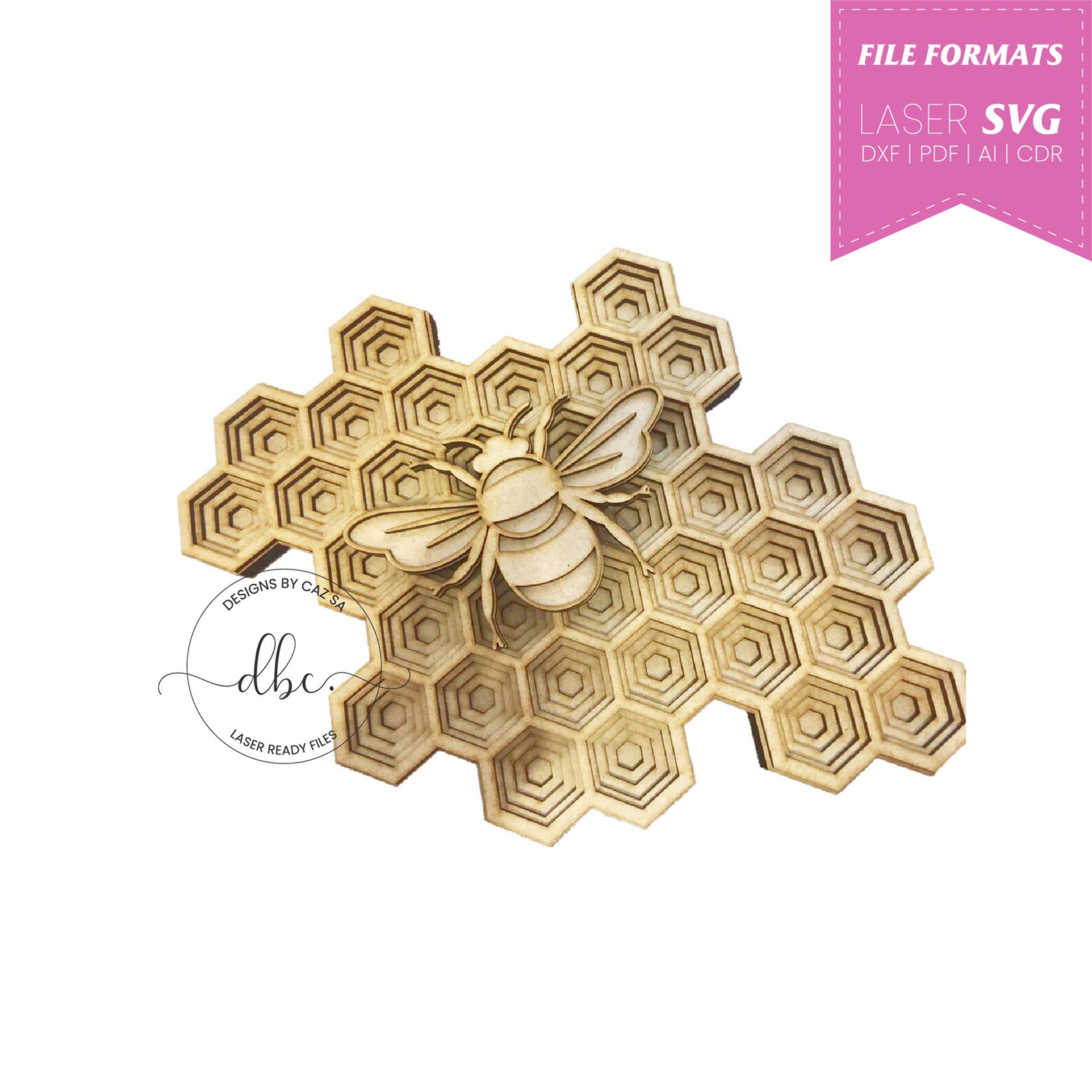Laser Cut Files, Laser Template, Bee, Honeycomb, SVG Cut File, Layered ...