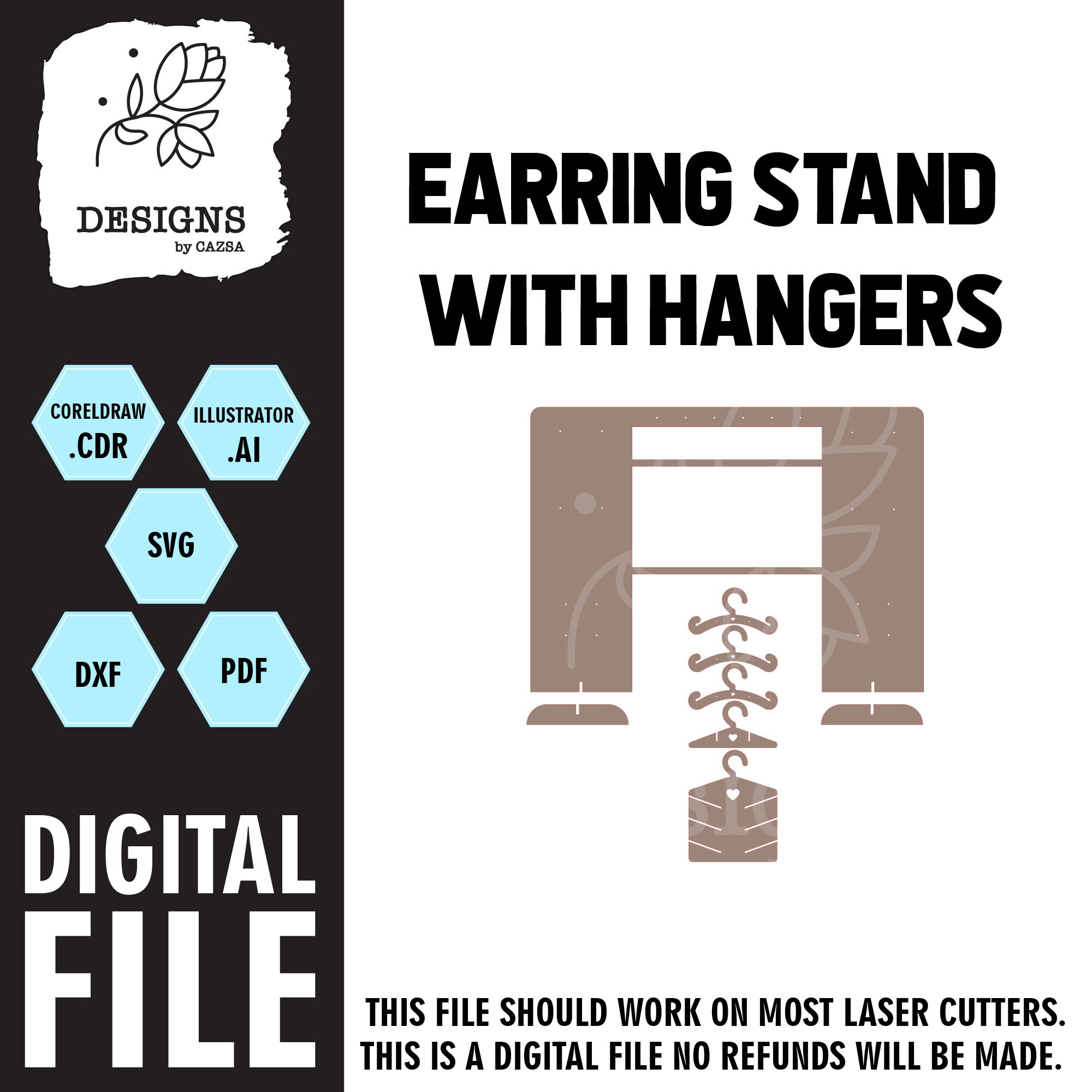 Earring Display Stand With Mini Hangers Svg Cut File for - Etsy