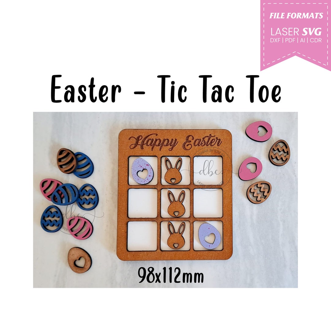 Easter Tic Tac Toe Game, Glowforge,happy Easter, Laser Cut File ...