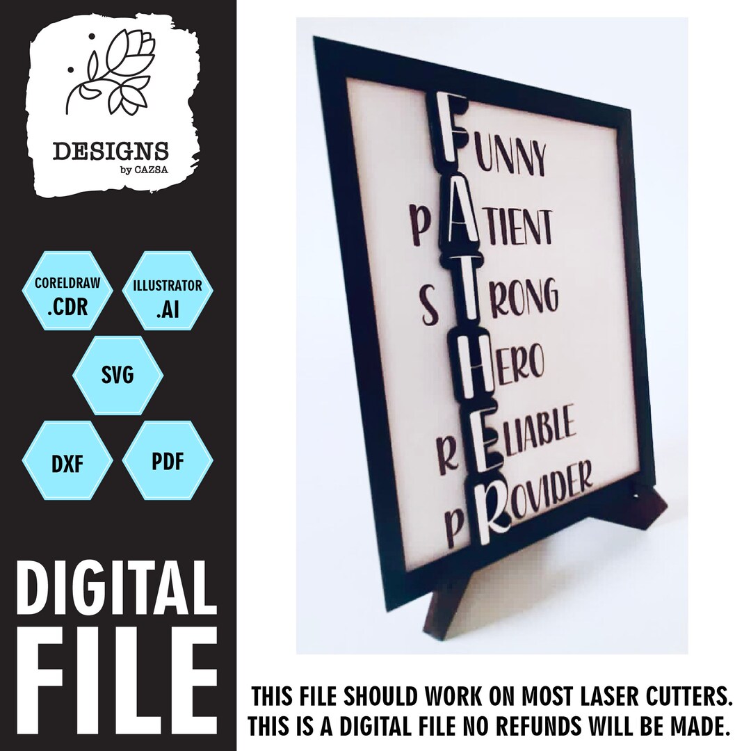Father's Day Sign, Laser Cut Templates, Dad, Daddy, Digital Download ...
