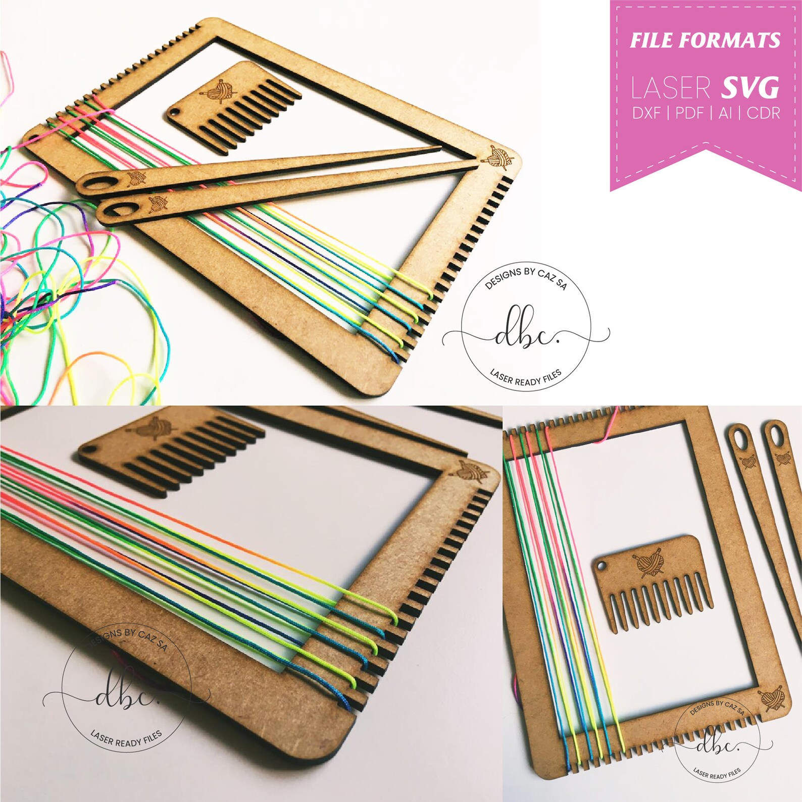 Weaving Loom Project for Kids, Laser Template Glowforge Svg Cut Files ...