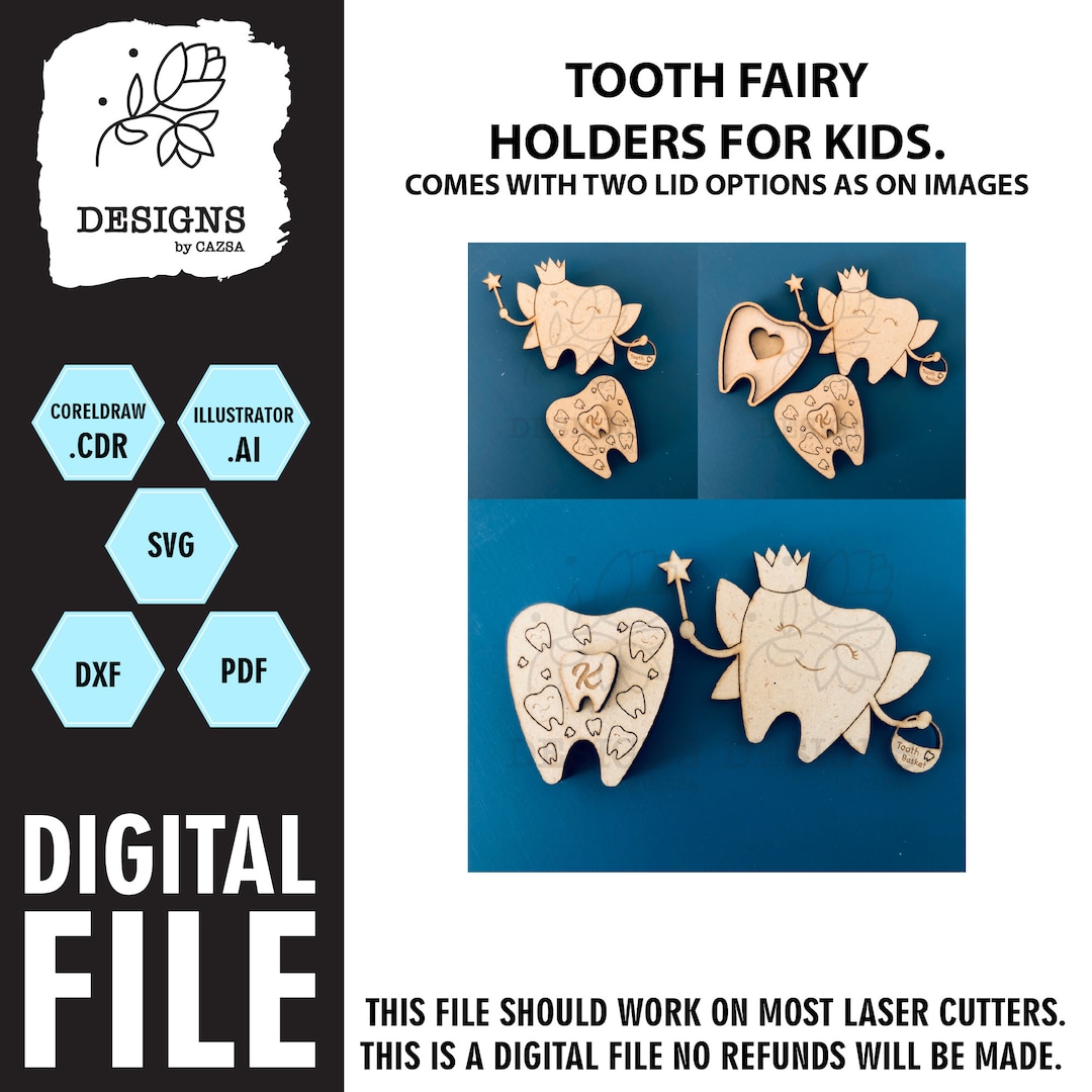 Tooth Fairy Tooth Holder for Children Laser Cut File, Laser Cut ...