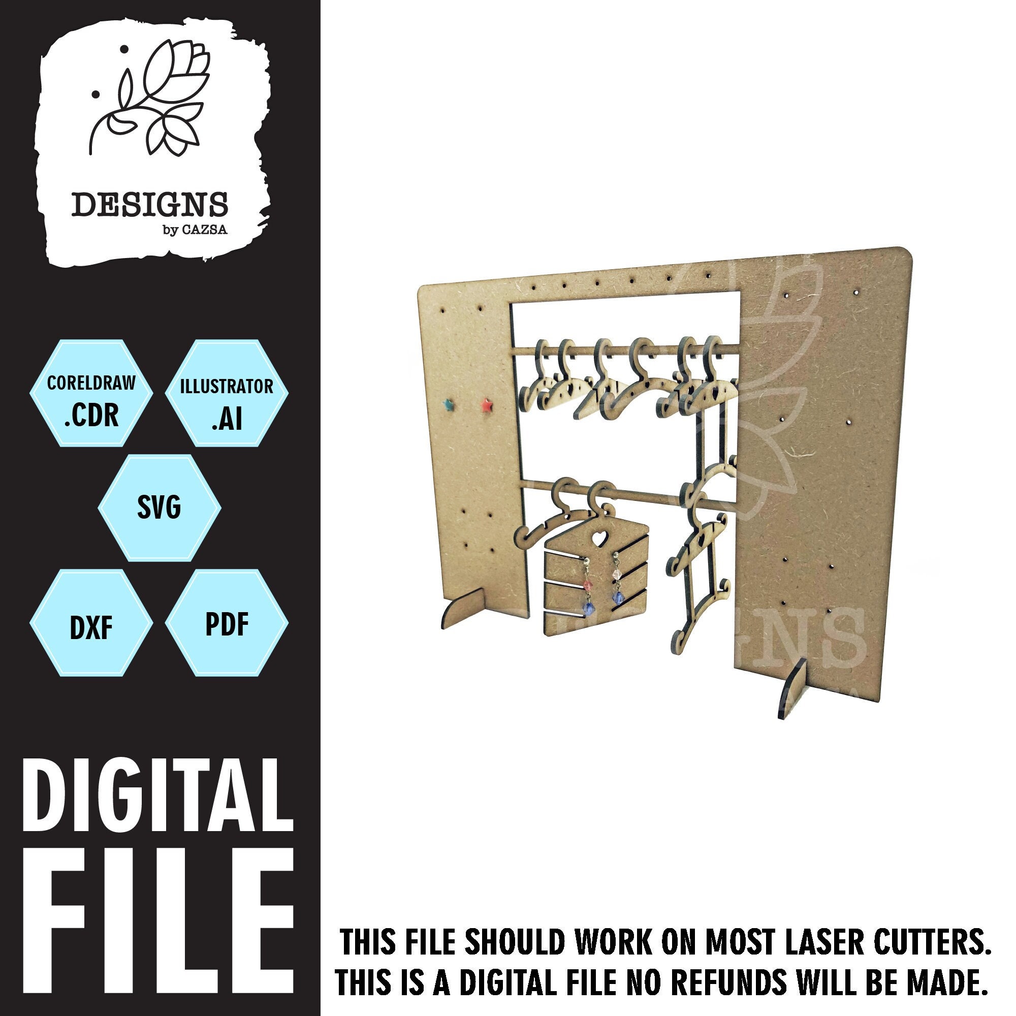 Earring Display Stand With Mini Hangers Svg Cut File for - Etsy