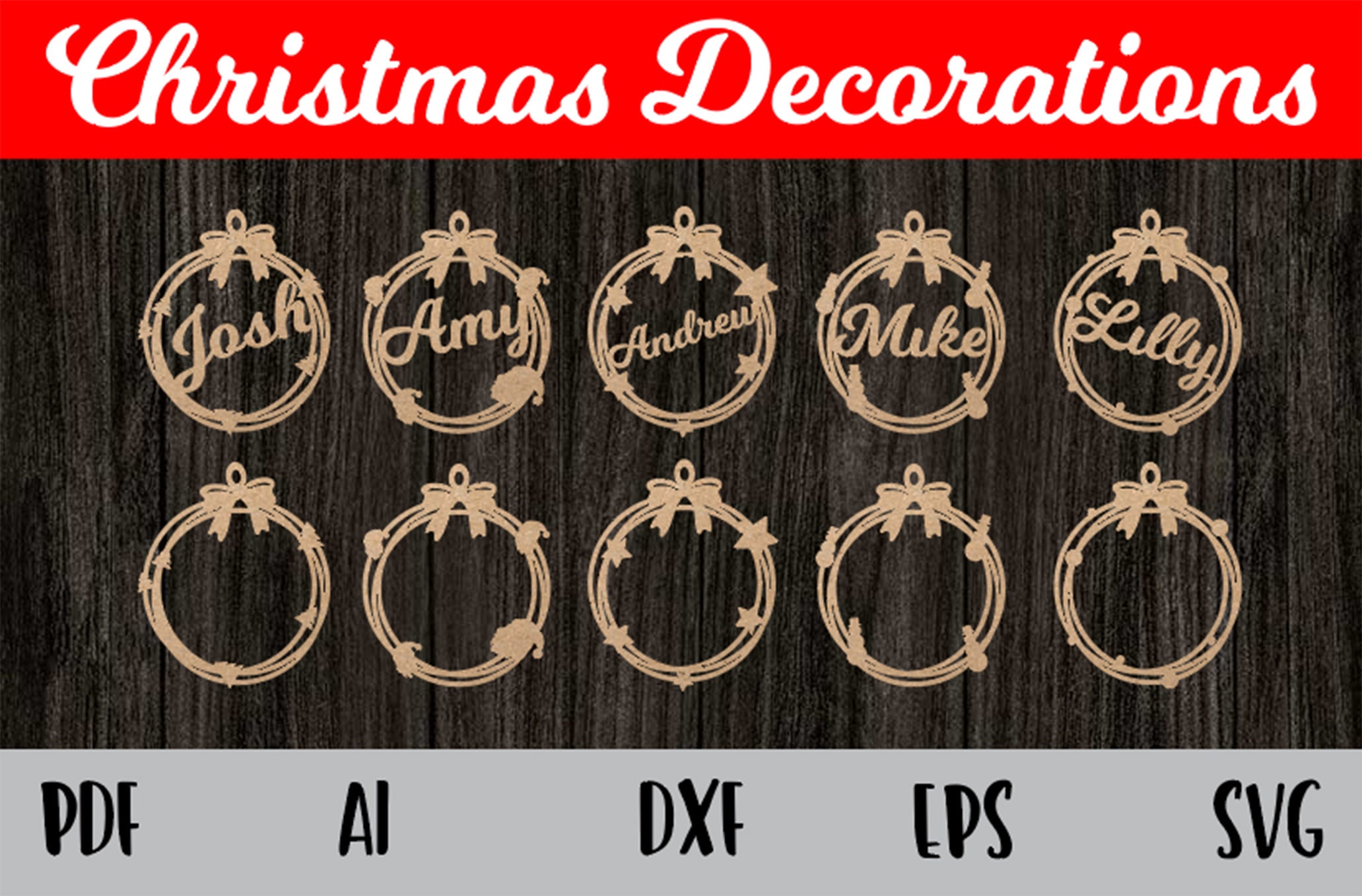 Christmas Vector File Ornaments Tree Santa Stars - Etsy