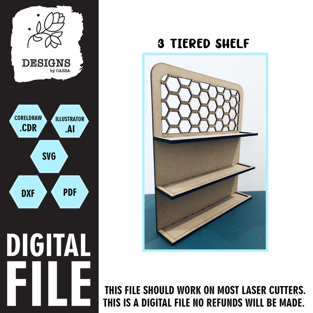 3 Tiered Shelf, Display Shelf Svg, Glowforge Ready Svg, Laser Cut ...