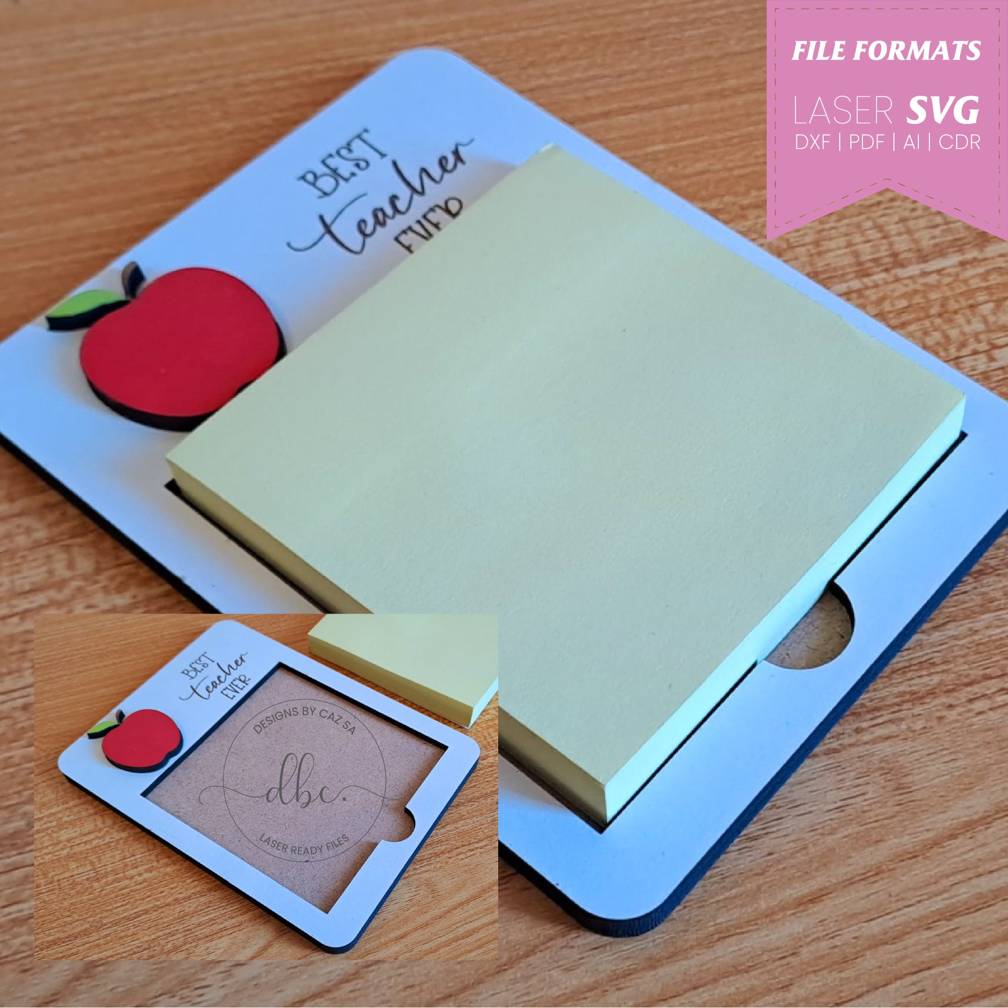 Teacher Appreciation Gift Laser Cut Files Sticky Note Pad SVG, DXF, CDR ...