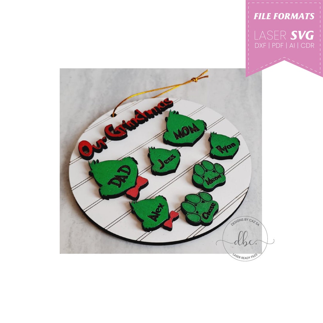 The Grinch Family Ornament Laser Cut Files, Digital Download, Glowforge ...