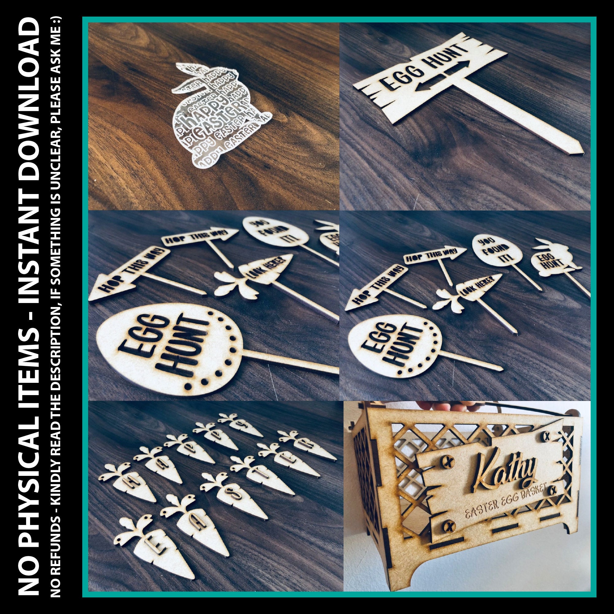 Laser cut files Laser cut templates Easter Bunny Easter | Etsy