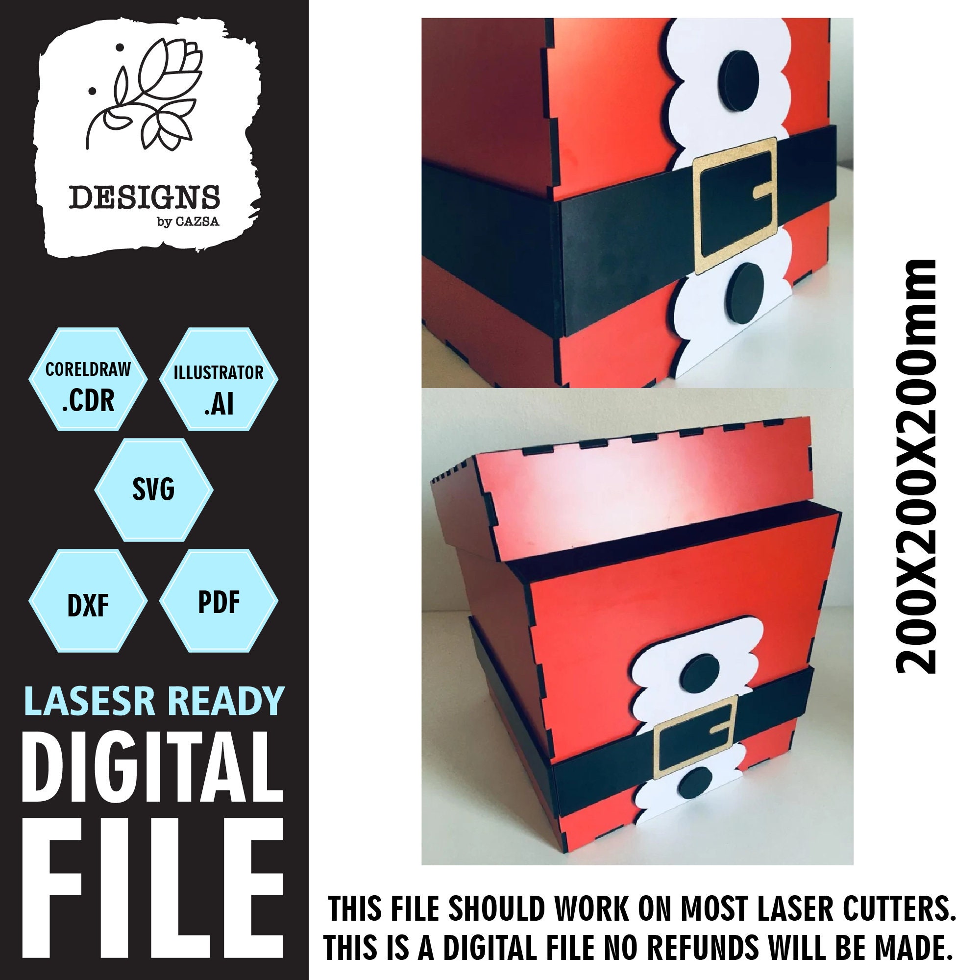 Santa Suit Box Laser Template Digital Download Files - Etsy